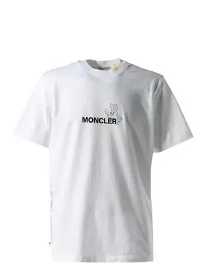 Moncler Frgmt Cartoon Logo Cotton T-shirt - White