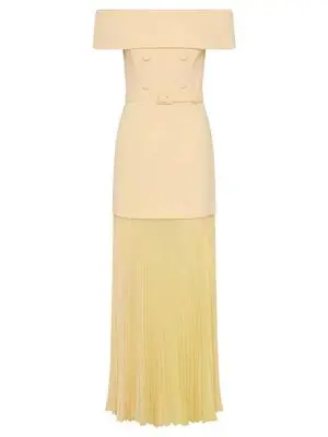 Rebecca Vallance Muriel Off-shoulder Pleated Midi Dress - Yellow