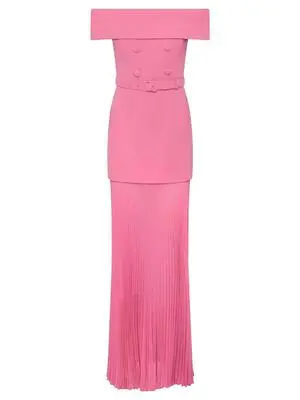 Rebecca Vallance Muriel Off-shoulder Pleated Midi Dress - Pink