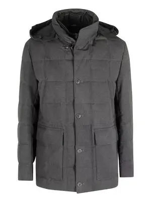 FAY Canvas Jacket With Removable Hood - Grey