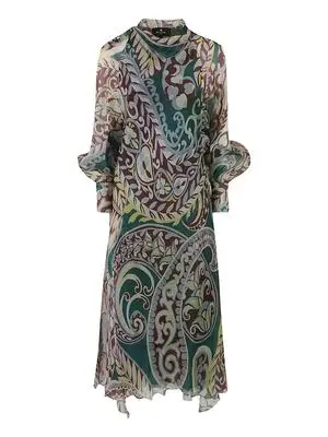 Etro Paisley-print Silk Dress - Green