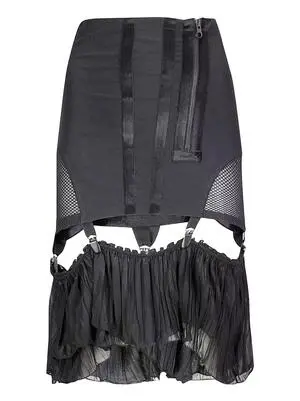 KNWLS Mesh Velvet Tape Skirt - Black