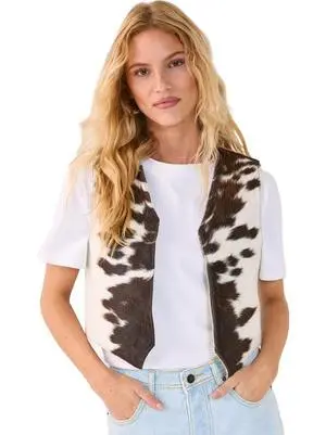 Nasty Gal Cow Hide Leather Waistcoat - White