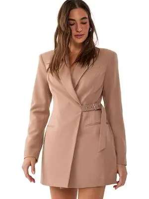Nasty Gal Shoulder Pad Blazer Mini Dress - Taupe