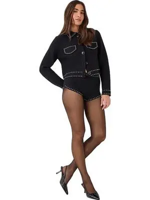 Nasty Gal Knitted Western Stud Detail Shorts - Black