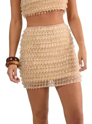 Nasty Gal Droplet Embellished Mini Skirt - Champagne