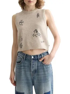 Scotch & Soda Embroidered Sleeveless Sweater - Oatmeal Melange
