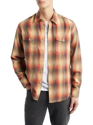James Campbell Ranchero Modern Fit Plaid Cotton Button-up Shirt - Pumpkin