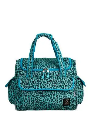 J WORLD Donna Rolling Carry-on Tote With Laptop Sleeve - Mint Leopard