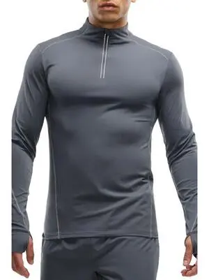 PELOTON Active Brushed Jersey Quarter Zip - Dark Grey
