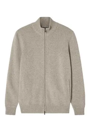 Robert Talbott Graham Cashmere Blend Full Zip Sweater - Natural
