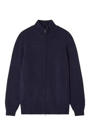 Robert Talbott Graham Cashmere Blend Full Zip Sweater Navy
