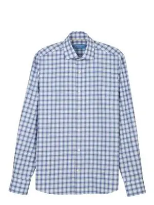 Robert Talbott Reynolds Ultra Light Weight Brushed Ombre Plaid Shirt - Blue Multi