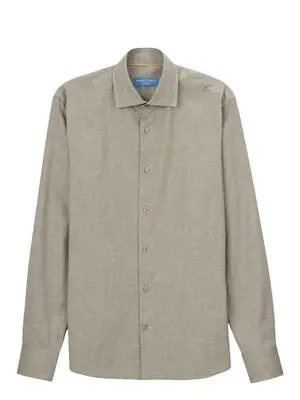 Robert Talbott Reynolds Ultra Light Weight Brushed Herringbone Shirt Olive