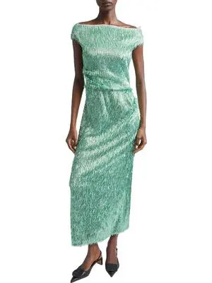 Erdem Beaded Off-the-shoulder Cocktail Dress - Mint