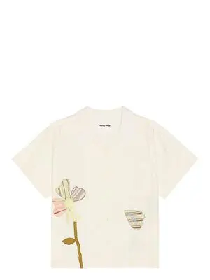 STORY MFG. Greetings Shirt In White - Ecru Pansy
