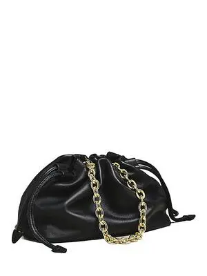 Studio Amelia Alexandra Leather Petite Drawstring Clutch - Black