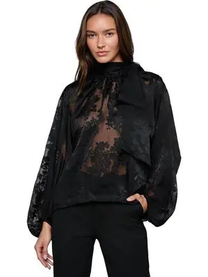 L'AGENCE Rhett Burnout Satin Blouse Top