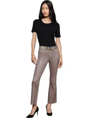 L'Agence Kendra Coated Cropped Flare Jeans - Driftwood Coated