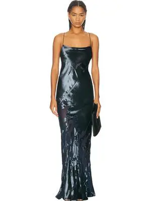 THE SEI Cowl Bias Gown - Slate Blue