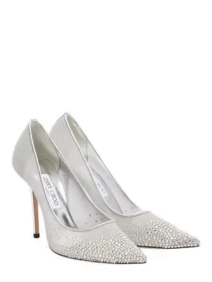 JIMMY CHOO Love 100 Crystal-embellished Pumps - Silver
