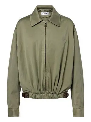 Loewe Belted Cotton Satin Blouson Jacket - Green