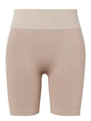 Loewe X On Ribbed-knit Striped Biker Shorts - Beige