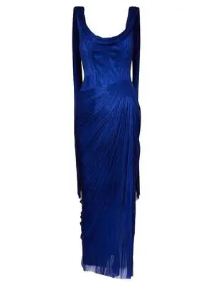MARIA LUCIA HOHAN Faye Metallic Silk Tulle Gown - Blue