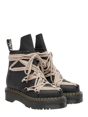 Rick Owens X Dr. Martens Leather Combat Boots - Black