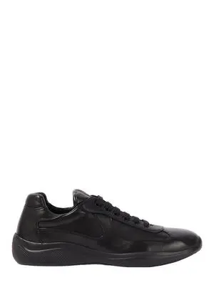 Prada America's Cup Leather Sneakers - Black