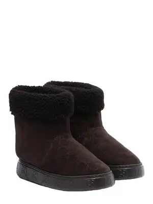 Gucci Gg Wool-lined Suede Ankle Boots - Brown