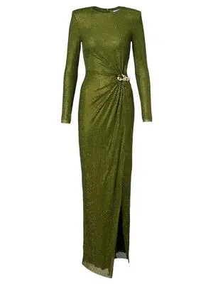SELF-PORTRAIT Chain-detail Embellished Jersey Gown - Green