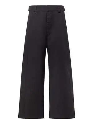 LEMAIRE High-rise Wide-leg Cotton Twill Pants - Grey