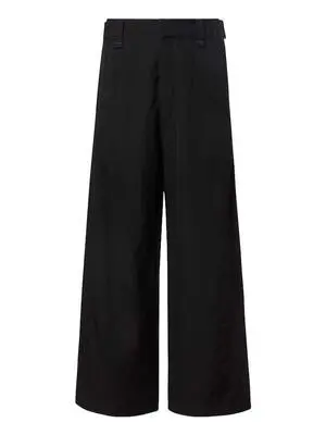 LEMAIRE Mid-rise Wide-leg Wool Twill Pants - Black