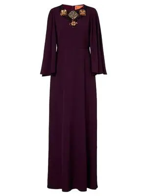 La DoubleJ Sorella Embroidered Maxi Dress - Burgundy