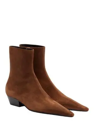 Saint Laurent Jill 30 Suede Ankle Boots - Brown