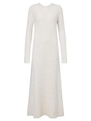 LISA YANG Nyla Cable-knit Cashmere Maxi Dress - White