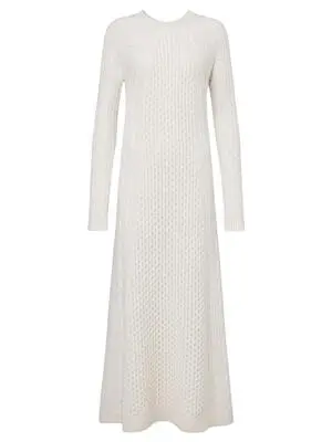 LISA YANG Nyla Cable-knit Cashmere Maxi Dress - White
