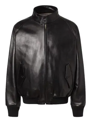A.PRESSE Leather Bomber Jacket - Black