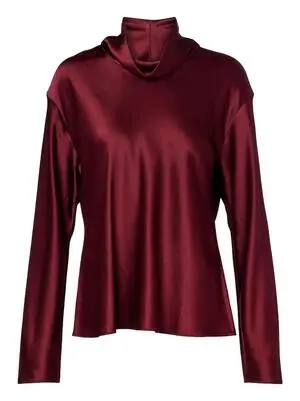 LESET Barb Satin Turtleneck Top
