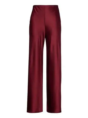 LESET Barb High-rise Satin Pants - Burgundy