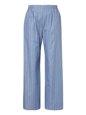 LESET Yoshi Cotton-blend Twill Wide-leg Pants - Blue