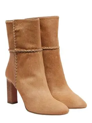 AQUAZZURA Indy 85 Calf Hair Ankle Boots - Beige