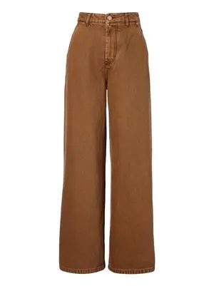 Ami Cotton Twill Wide-leg Trousers - Brown