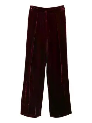 Raquel Diniz Pleated Velvet Trousers - Red