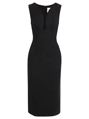 Carolina Herrera Grain De Poudre Wool-blend Midi Dress - Black