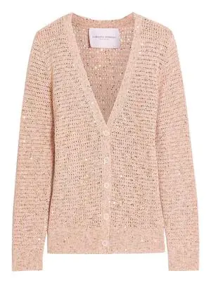 Carolina Herrera Sequin-embellished Pointelle-knit Cardigan - Blush