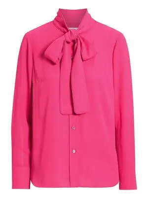 Carolina Herrera Pussy-bow Crepe De Chine Blouse - Pink