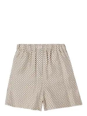 Loro Piana Angelo Printed Silk-Twill Shorts Beige