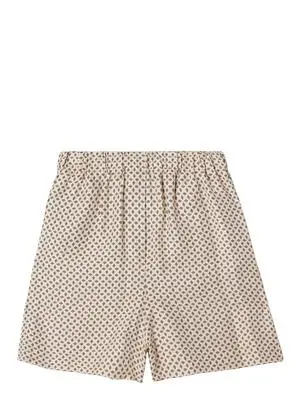 Loro Piana Angelo Printed Silk-Twill Shorts Neutrals